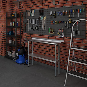 AmGood 48" Long x 14" Deep Stainless Steel Work Table with 1.5" Backsplash | Metal Kitchen Food Prep Table | NSF