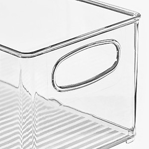 mDesign Plastic Kitchen Organizer - Storage Holder Bin with Handles for Pantry, Cupboard, Cabinet, Fridge/Freezer, Shelves, Counter - Holds Canned Food, Snacks - Ligne Collection - 6 Pack - Clear