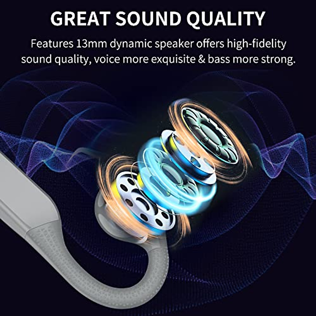 Bone Conduction Headphones Bluetooth Wireless Open Ear Headphones for iPhone 14 Pro Max with Microphone Stereo Sport Workout Headset Earphones for Running Cycling Hiking Driving for Android K9 Grey