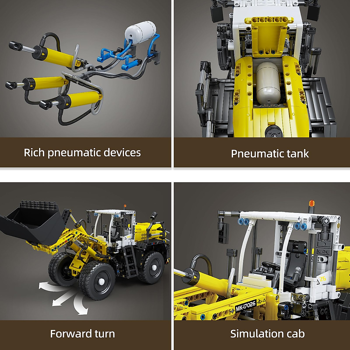 Mould King 17026 Pneumatic Loader Building Blocks Kits, MOC Construction Vehicles Model with Motor/APP Remote Control, Gift Toy for Kids Age 8+ /Adult Collections Enthusiasts(1803 Pieces)