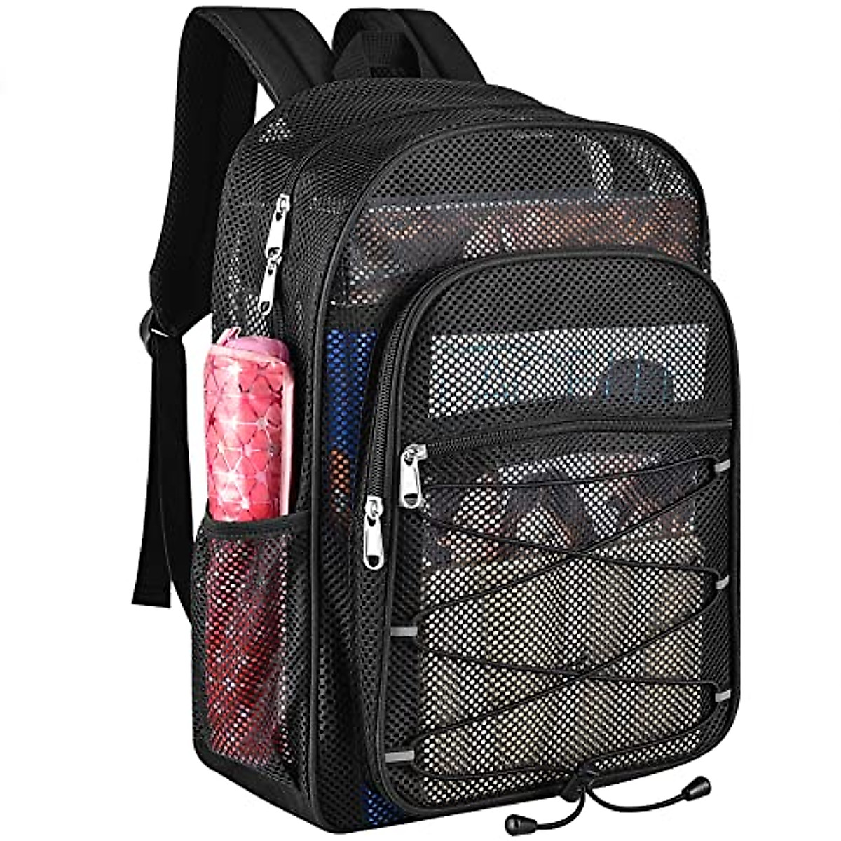 Heavy Duty Mesh Backpacks for Adults, School Bags Boys and Girls, See Through with Adjustable Straps, Swimming, Fitness, Sports, Carry Portable Oxygen Concentrators