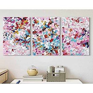 Canvas Wall Art Pink Painting Abstract Paintings Floral Pictures for Bedroom Wall Decor Framed for Living Room Office 12"x16"x3