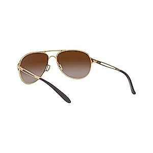 Oakley Women's OO4054 Caveat Aviator Sunglasses, Polished Gold/Dark Brown Gradient, 60 mm