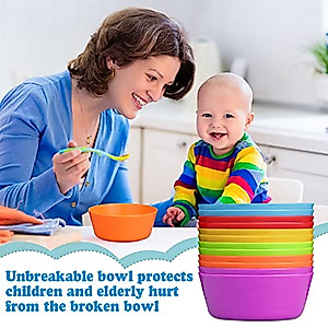 24 Pcs Kids Plastic Bowls Plastic 10 oz Cereal Bowls Snack Bowls Kids Bowls Microwave Dishwasher Safe Toddler Bowls Colorful Snack Bowls Small Children Bowl Salad Dessert Soup Bowls, 6 Colors