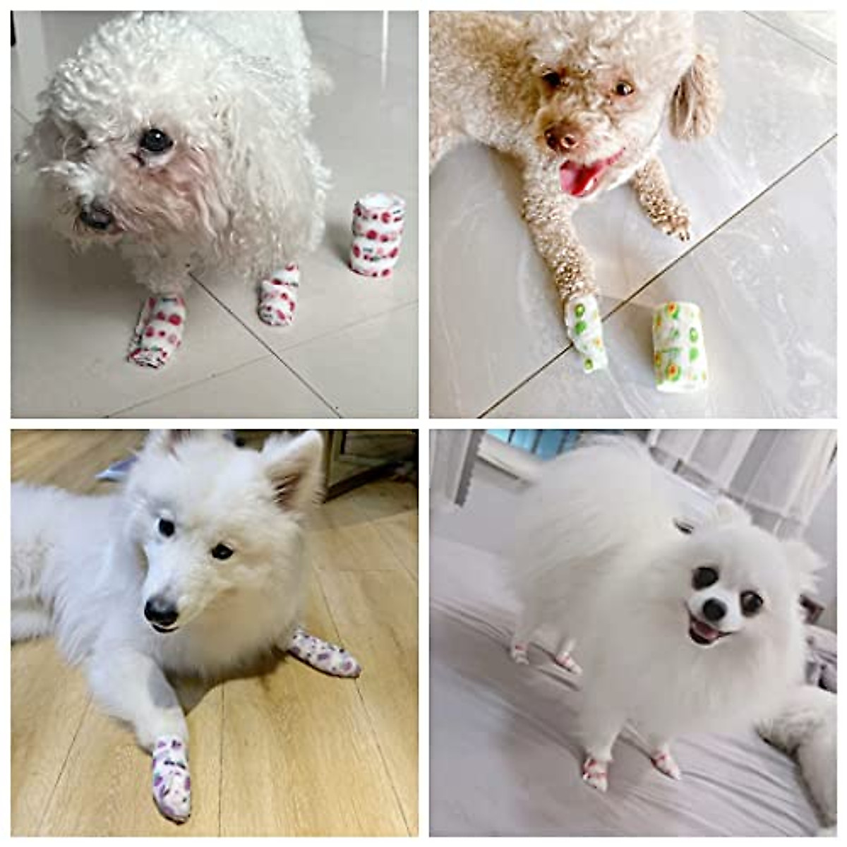 Yeduzyn 5 Rolls Self Adhesive Bandages Disposable Dog Boots Dog Shoes Elastic Stickers Dog Walking Artifact Wound Dressing Dog Feet Protection 5.0cm Width