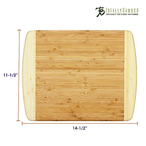 Totally Bamboo Kauai Bamboo Serving & Cutting Board, 14" x 11.5", Natural Two Tone