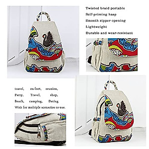 HUANGGUOSHU Hippie Backpack Purse for Women - Small Convertible Backpack Sling Bag with Mushroom Boho Fashion Statement(Flower B)