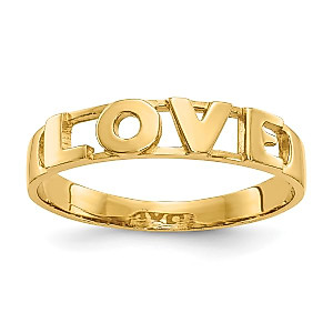 IceCarats 14K Yellow Gold Love Ring Size 7