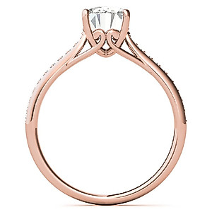 10K Solid Rose Gold Handmade Engagement Rings, 2 CT Oval Cut Moissanite Diamond Solitaire Wedding/Bridal Ring for Women/Her, Minimalist Ring Anniversary Ring Gifts (4.5)