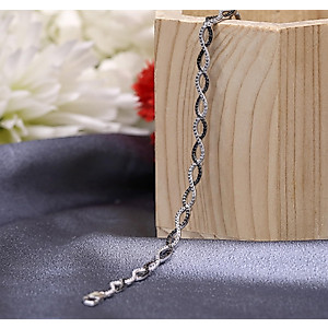 Dazzlingrock Collection 0.20 Carat (ctw) Round Black Diamond & White Diamond Swirl Infinity Tennis Link Bracelet for Women in 925 Sterling Silver