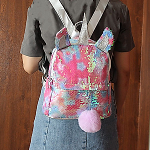 MayeBridge Cute Small Unicorn Backpack with Kawaii Plush Pendant for Girls Teens,Mini Backpacks (Red Unicorn)