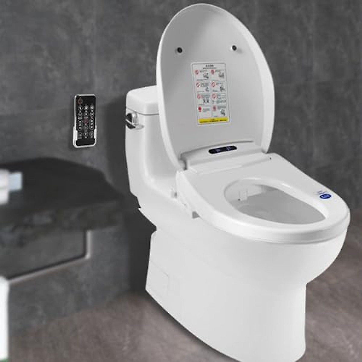 Electric Bidet Toilet Seat Round,Dryer, Feminine & Child Wash, Remote Control, with Unlimited Heated Water, Easy To Clean Toilet Seat, No Impact Seat, Elongated White,for Women and Aged