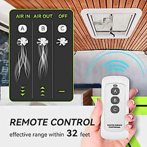 RVMATE 14" Remote RV Roof Vent Fan for RV/Camper/Trailer, Remote Control Reversible Exhaust RV Roof Vent Fan White with 12V RV Vent Fan 6" Blades