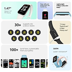 Xiaomi Redmi Band 2 Activity Fitness Tracker with 1.47" TFT Display, 14-Day Battery Life, Blood Oxygen, Heart Rate, Sleep & Stress Monitoring, 5 ATM Water Resistant, Fitness Watch for Men Women, Black