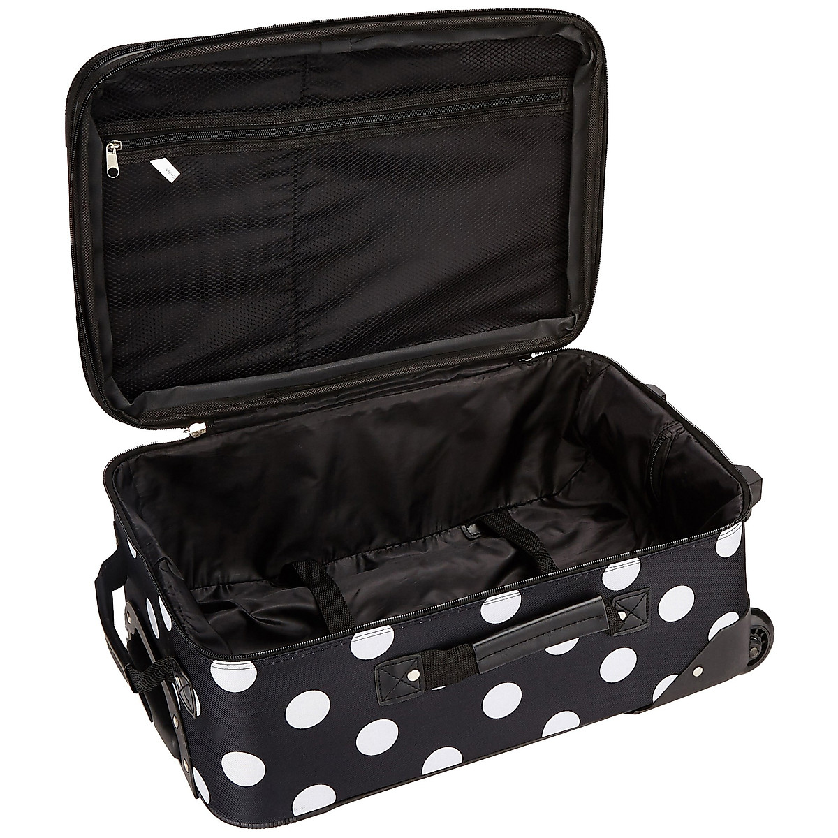 Rockland Vara Softside 3-Piece Upright Luggage Set, Black dot, (20/22/28)