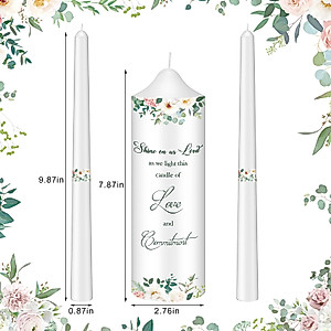 Layhit Unity Wedding Candles Ceremony Set with Glass Candlesticks Holders Wedding Accessories and Decor Unity Candle Set for Religious Wedding Anniversary Big Events Gifts for Couple