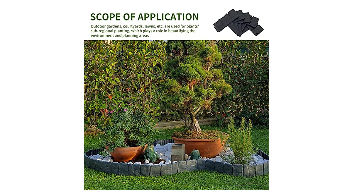 Garden Edging Border - Easy No-Dig Black Stone Effect Edging