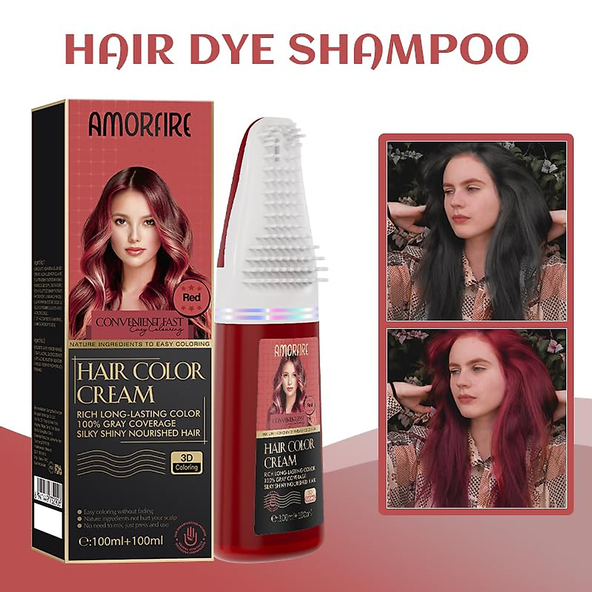 Chillies Red Hair Dye - Permanent Hair Color 100% Grey Coverage For Women - Organic Natural Ingredients, Deeply Nourishes the Hair - Ammonia Free, Vegan, Long Lasting Results
