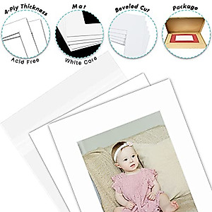Golden State Art Acid Free, Pack of 10 11x14 White Picture Mats Mattes with White Core Bevel Cut for 8x10 Photo + Backing + Bags