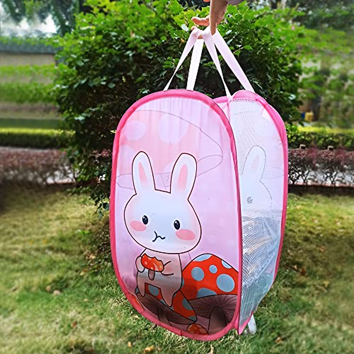 WEI LONG Mesh Popup Hamper-Foldable Lightweight Basket for Washing-Durable Clothing Storage for Kids Room,Students College Dorm,Home,Travel & Camping-Pop-up Clothes Hamper (Khaki Cat Paw)