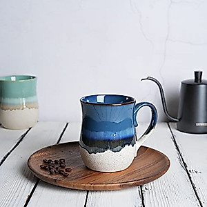 Bosmarlin Large Ceramic Coffee Mug, 20 Oz, Big Tea Cup for Office and Home, Dishwasher and Microwave Safe(20 Oz, Deep Blue)