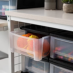 IRIS USA 7 Qt. Plastic Stackable Storage Drawers, Small, 4 Pack, Multi-Purpose Bins for Bedroom, Bathroom, Closet, Craft Room, Garage, Kids Room, Office, Pantry, Under Sink, Black