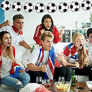Soccer Banner, Soccer Party Decorations, 32 Pcs Paper Soccer Form a or some String of Soccer Banner, Cheer for Soccer Match and 2022 World Cup, Suitable for Bars, Soccer Decorations for party and Home