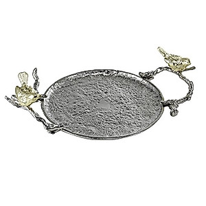 A&B Home Handles and Birds Adorning Aluminum Serving Platter Tray