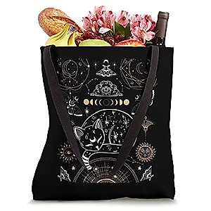 Cat Luna Moth Moon Phases Dark Academia Aesthetic Occult Tote Bag