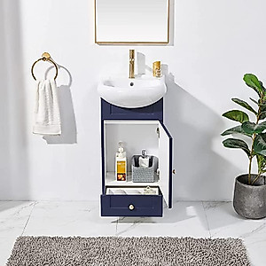 18 Inch Bathroom Vanity with Sink, Small Bathroom Sink Vanity Combo, Blue Bathroom Vanity Cabinet Set, Modern Bath Vanity for Small Space, 1 Door and 1 Drawer