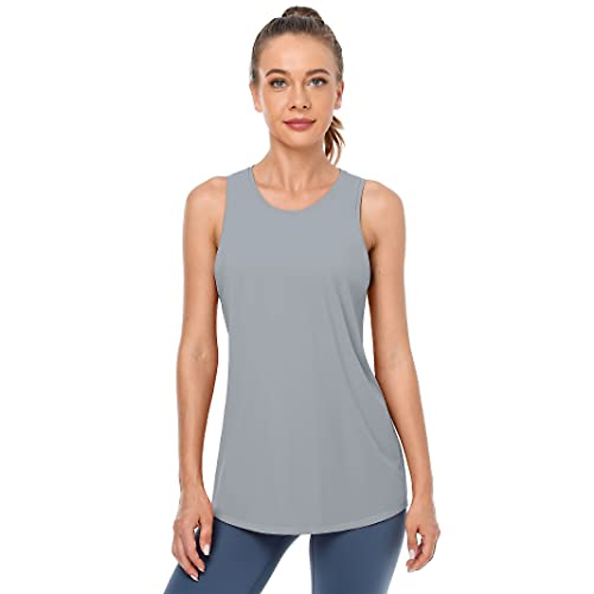 ATTRACO Women Workout Top Loose Fit Athletic Yoga Tank Sports Tank Tops Gym Top Grey XL