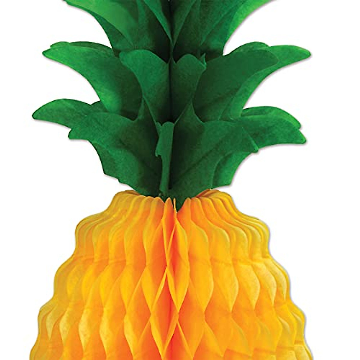 Beistle 2 Piece Tissue Pineapples Luau Centerpiece Party Decorations, 12", Yellow/Green