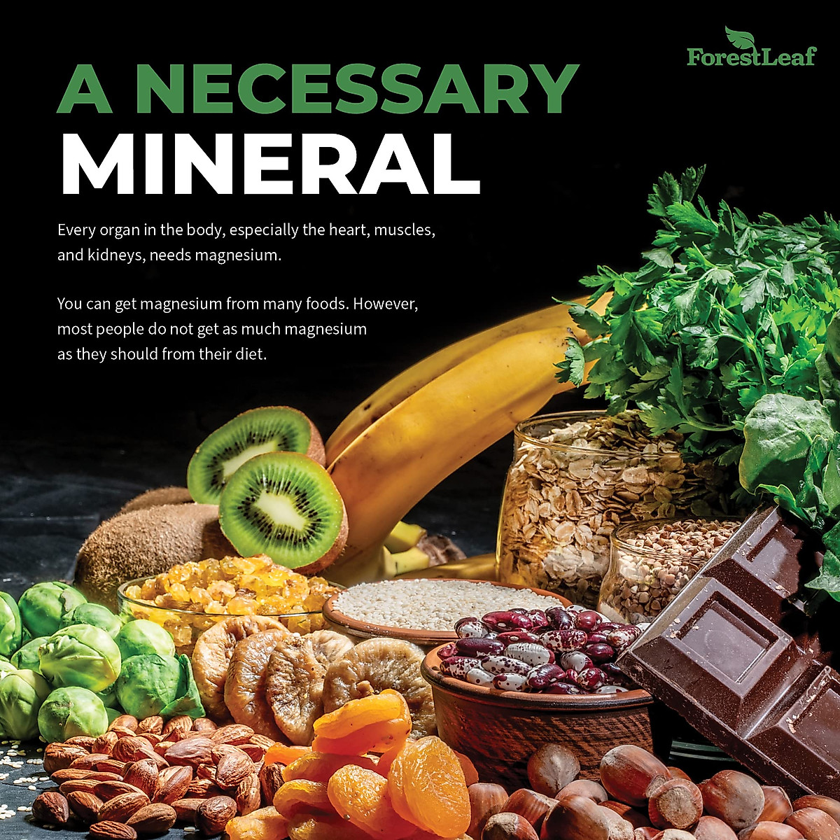 ForestLeaf Magnesium Complex 500mg - Magnesium 500mg Capsules - Magnesium Supplement 500 mg - Magnesium for Sleep, Magnesium for Constipation - Magnesium Supplement for Women (120 Ct)