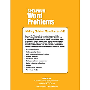 Spectrum 8th Grade Math Word Problems Workbook, Ages 13 to 14, Math Word Problems Grade 8, Percents and Interest, Whole Numbers, Algebra Prep, and Geometry Workbook - 128 Pages