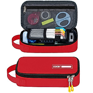 ECHSRT Large Insulated Lunch Tote Bag 10L Lunchbox Large Pencil Case Durable Pen Pouch with Handle 2pack Black & Red