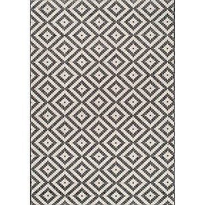 nuLOOM Marybelle Tribal Diamond Indoor/Outdoor Area Rug, 6' 3" x 9' 2", Grey
