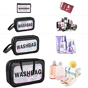 Hysagtek 4 Pcs Waterproof Toiletry Bag Set for Women Men, Clear Makeup Bags with Zipper, Cosmetic Travel Bags for Toiletries, Skincare Products, Travel Accessories