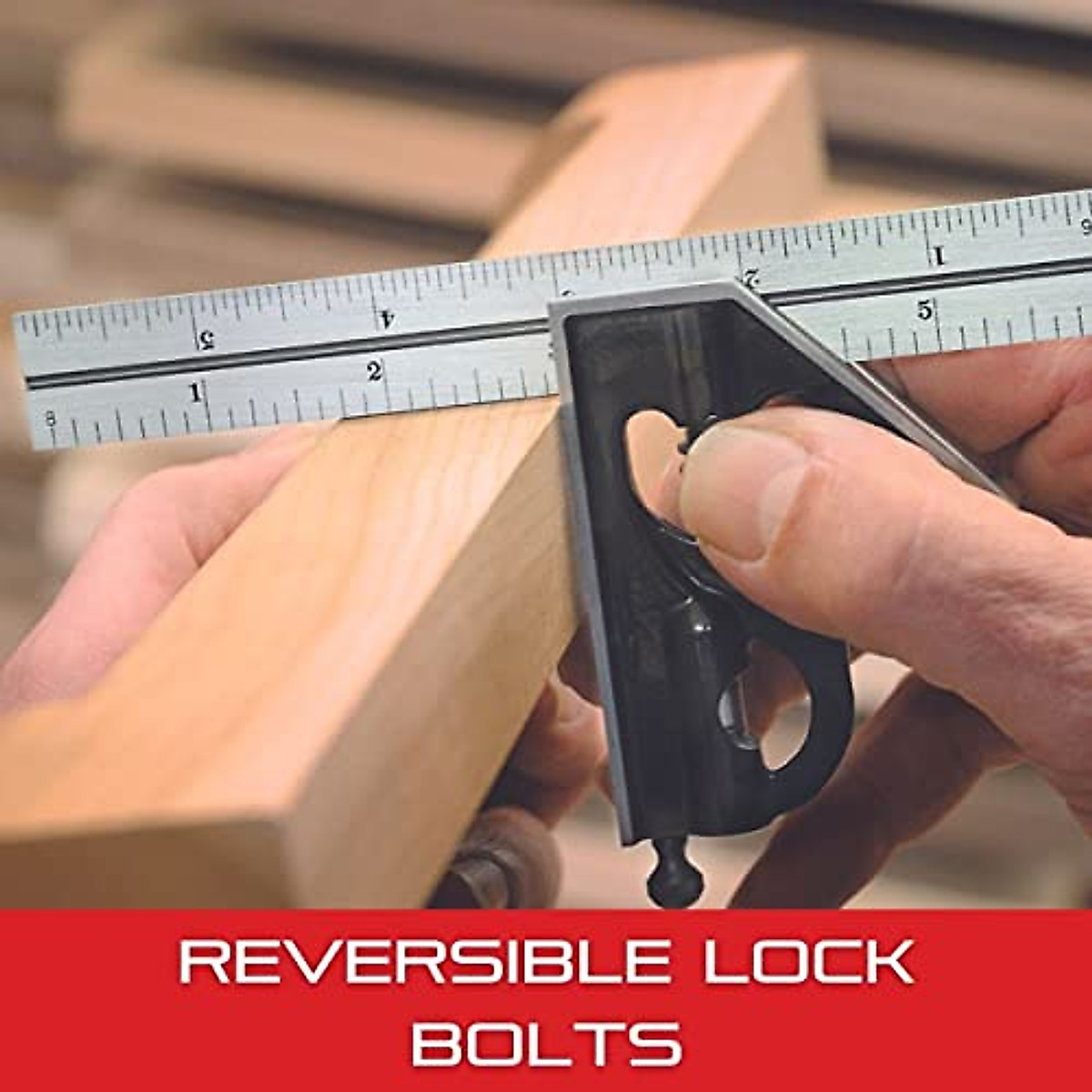 Starrett Student Combination Square - Ideal for Youngsters and Apprentices - 6" Blade Length, Cast Iron Head, Hardened and Tempered Square Blade, 4R Graduation - 10H-6-4R