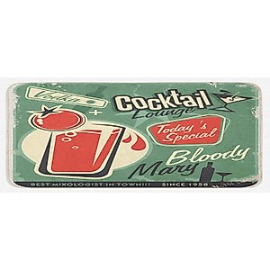 Ambesonne Retro Kitchen Mat, Nostalgic Poster Bar Art for Today's Special Famous Cocktail Bloody Drink and Vodka, Plush Decorative Kitchen Mat with Non Slip Backing, 47" X 19", Green Red