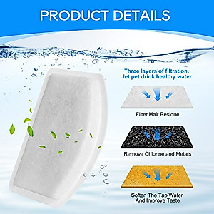 MyfatBOSS Cat Water Fountain Filter, 10 Pack Pet Fountain Filter Replacement Cat Fountain Filter Replacement and 5 Pump Filters Compatible with ORSDA D60 100oz/3L Automatic Pet Cat Water Fountain