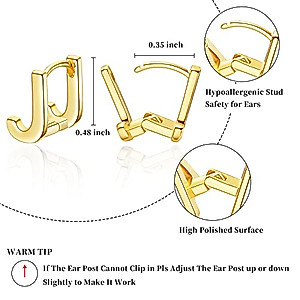 Initial Stud Earrings for Women - J Stud Earrings for Women Trendy - Gold Plated Dainty Letter Earrings Hypoallergenic Rose Gold Earrings