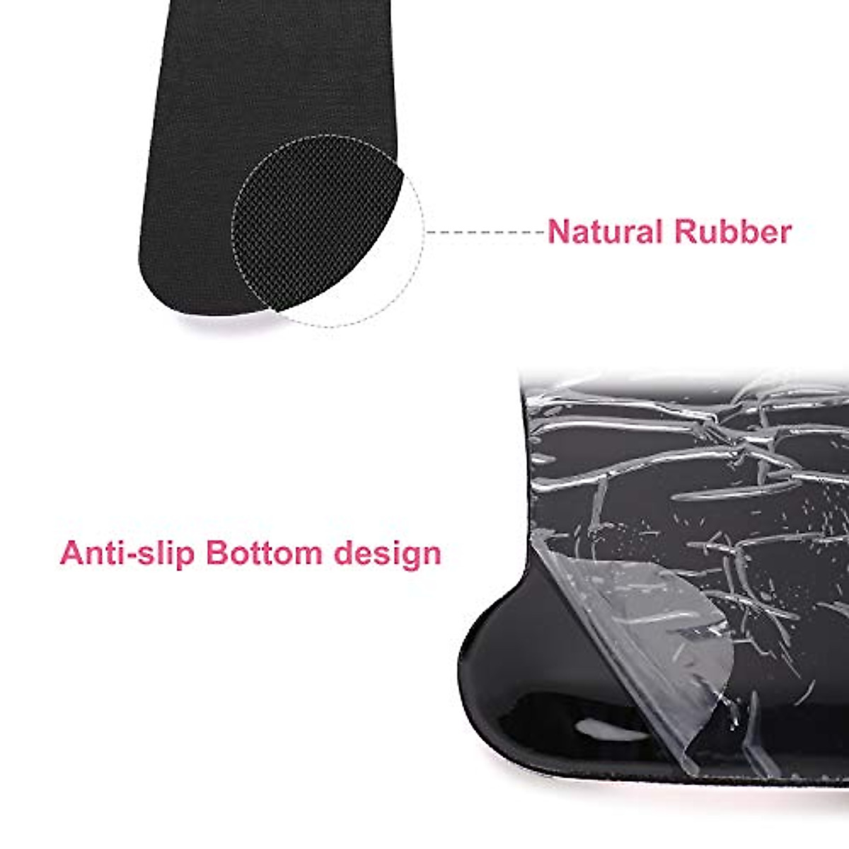 MOSISO Wrist Rest Support for Mouse Pad & Keyboard Set, Peony Ergonomic Mousepad Non-Slip Base Home/Office Pain Relief & Easy Typing Cushion with Neoprene Cloth & Raised Memory Foam, Black