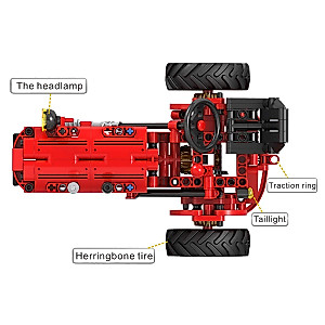 Gynthias 1/12 Classic Farm Tractor Toys Building Blocks Set Endless Fun for Kids with A Collection of Tractor Toys to Building Your Own 302Pcs Classic Red Farm Tractor