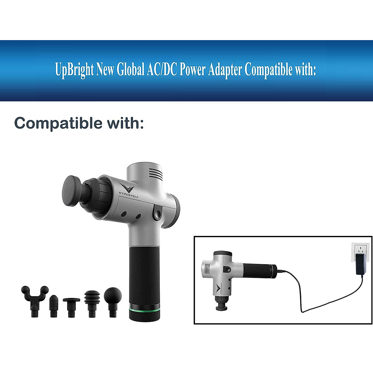 UpBright 24V AC/DC Adapter Compatible with Hyperice Hypervolt 53000 001-00 HPI5300000100 42000 038-00 Massage Gun SK03T-2400100Z SK03T1-2600100W2 30070 00-100 DC24V 1A Power Supply Battery Charger PSU