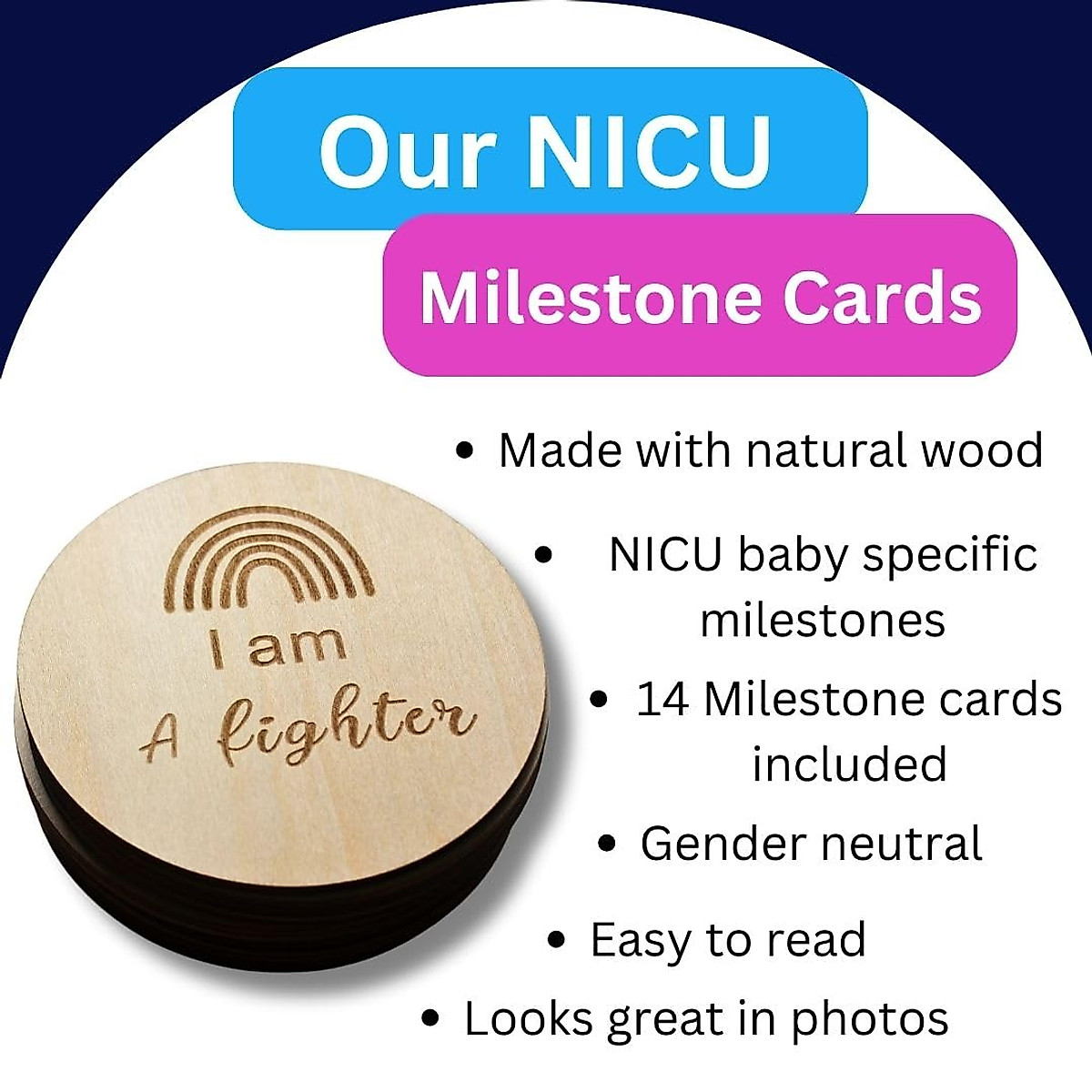 NICU Milestone Cards | NICU Mom Gifts | Nicu Baby Essentials | NICU Milestone Cards boy | Beautifully Handcrafted Natural Wood | NICU Baby Milestone Signs | Gender Neutral