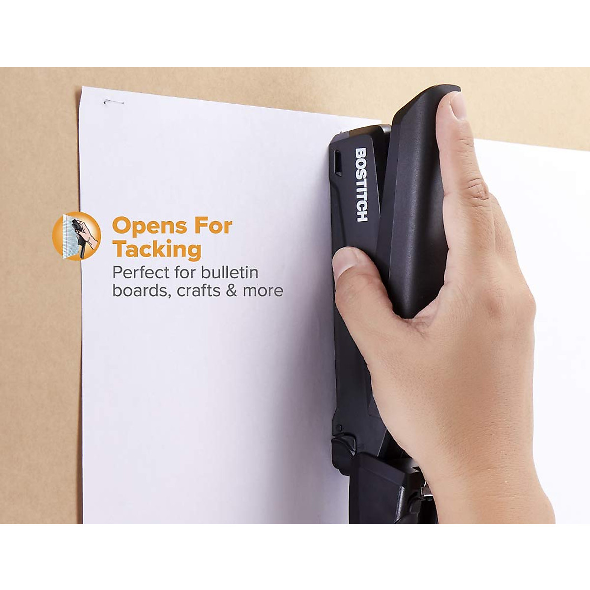 Bostitch Office Executive 3 in 1 Stapler, includes 210 Staples and Integrated Staple Remover, One Finger Stapling, No Effort, 20 Sheet Capacity, Spring Powered Stapler, Black (INP20-BLK)