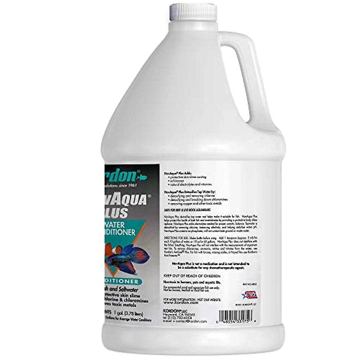 Kordon NOVAQUA Plus - Freshwater & Saltwater Aquarium Water Conditioner – Instantly Detoxifies Chlorine, Chloramines, & Heavy Metals, Replaces Fish Slime Coat, Reduces Fish Stress, 1-Gallon