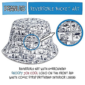 Peanuts Snoopy Bucket Hat, Packable Travel Hat, Wide Brim Summer Hat