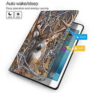 Christmas Elk Case for iPad 9th 8th 7th Generation, Premium PU Leather iPad 10.2 inch 2021 2020 2019 Flip Stand Cover, Adjustable Angles Auto Wake Sleep Protective Shockproof