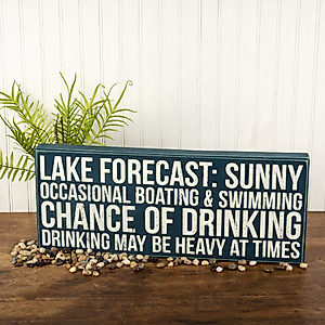 Primitives By Kathy Distressed Teal Box Sign, 20 x 8-Inches, Lake Forecast